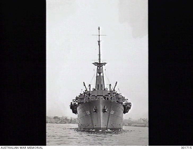 SYDNEY, NSW. 1944-07-03. BOW VIEW OF THE LANDING SHIP INFANTRY HMAS ...