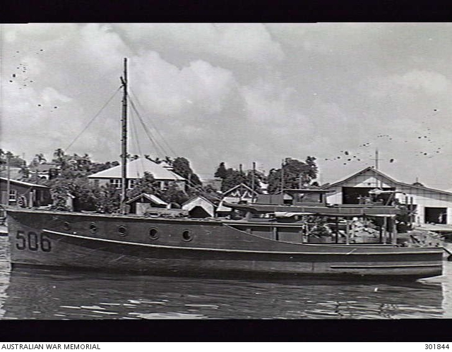 BRISBANE, QLD. 1944-03-15. PORT BROADSIDE VIEW OF THE NAVAL AUXILIARY ...
