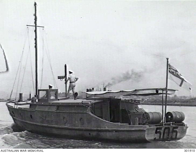 BRISBANE, QLD. 1944-03-15. PORT QUARTER VIEW OF THE NAVAL AUXILIARY ...
