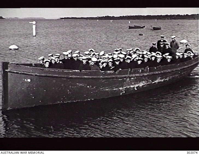 FLINDERS, VIC. A MOTOR PINNACE IN USE AS A LIBERTY BOAT AT HMAS ...