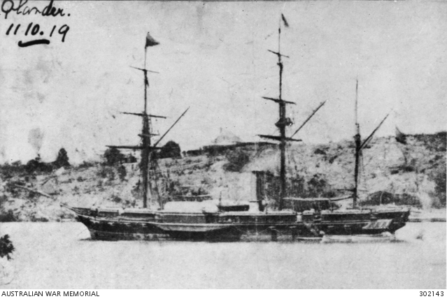 BRISBANE, QLD. C.1875. PORT SIDE VIEW OF THE WOODEN PADDLE SLOOP HMS ...