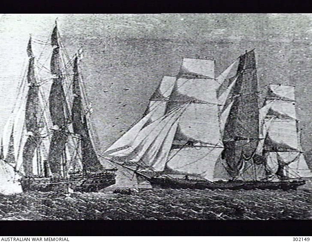 C.1860. PORT QUARTER VIEW OF THE SCREW CORVETTE HMS BRISK (LEFT ...