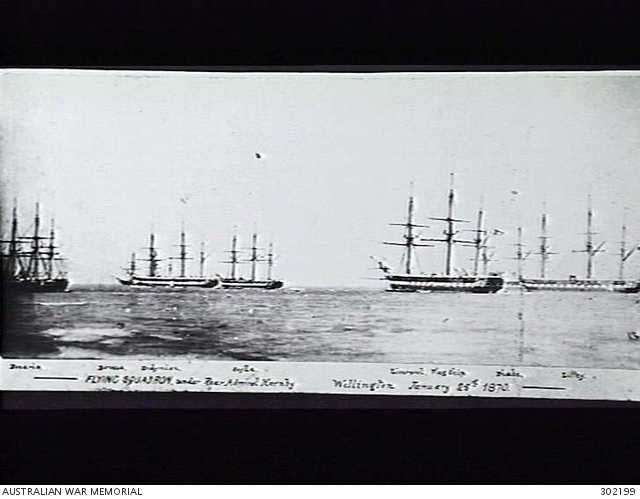 WELLINGTON, NZ. 1870-01-25. VIEW OF THE SHIPS COMPRISING THE FLYING ...