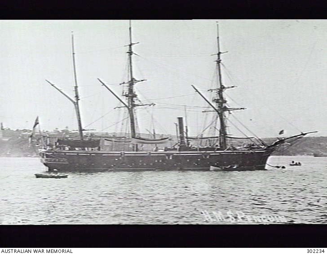 SYDNEY, NSW. C.1895. STARBOARD SIDE VIEW OF THE SCREW SLOOP HMS PENGUIN ...