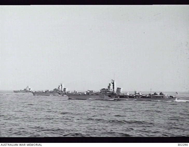 INVERGORDON, SCOTLAND. 1955-09. PORT SIDE VIEW OF THE DESTROYERS HMS ...
