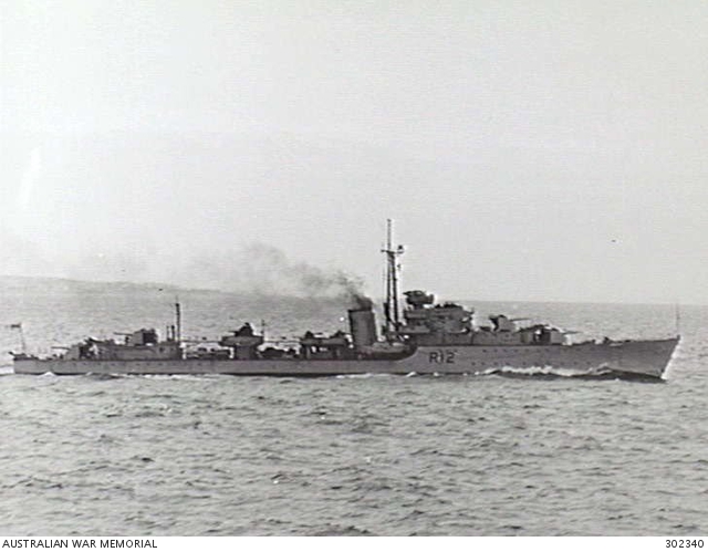 MELBOURNE, VIC. 1947-07-15. STARBOARD SIDE VIEW OF THE DESTROYER HMS ...