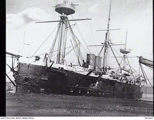 PORTSMOUTH, ENGLAND. C.1891. PORT SIDE VIEW OF THE ARMOURED CRUISER HMS ...