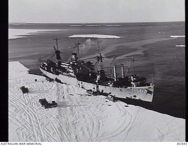 KAINAN BAY, ANTARTICA. STARBOARD SIDE VIEW OF THE ATTACK TRANSPORT USS ...