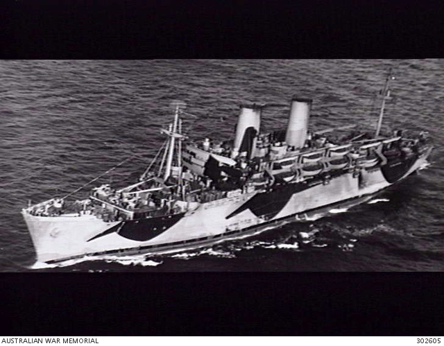 1944-06-21. AERIAL PORT BOW VIEW OF THE TRANSPORT USS GEORGE M RANDALL ...