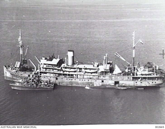 DARWIN, NT. AERIAL PORT SIDE VIEW OF THE DUTCH VESSEL MERAK APPARENTLY ...