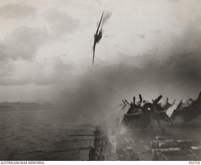 OFF SURIGAO STRAIT, PHILIPPINES. 1944-10-26. HIT AND AFLAME FROM ...