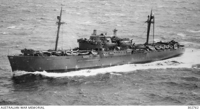 AERIAL PORT SIDE VIEW OF THE EVACUATION TRANSPORT USS TRYON (APH-1 ...