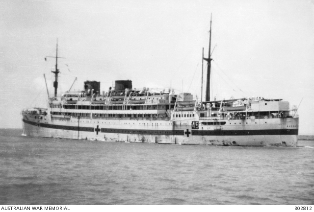 TOWNSVILLE, QLD. 1943-06-21. PORT QUARTER VIEW OF HMA HOSPITAL SHIP ...