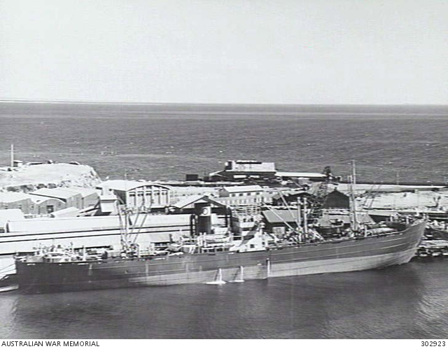 FREMANTLE, WA. 1941-12-16. AERIAL STARBOARD SIDE VIEW OF THE NORWEGIAN ...