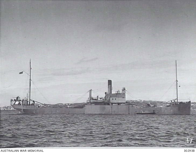 TOWNSVILLE, QLD. 1943. STARBOARD SIDE VIEW OF THE NORWEGIAN CARGO ...