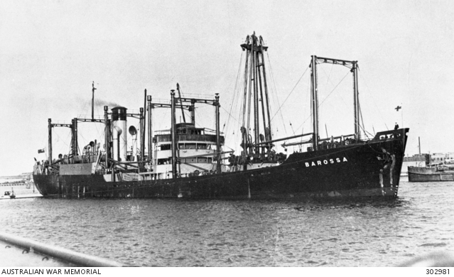 STARBOARD BOW VIEW OF THE AUSTRALIAN CARGO VESSEL BAROSSA, WHICH WAS ...