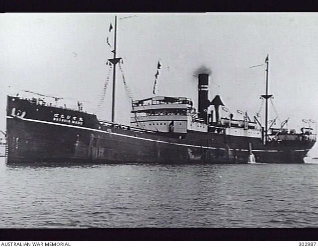PORT BOW VIEW OF THE JAPANESE CARGO PASSENGER VESSEL BATAVIA MARU ...
