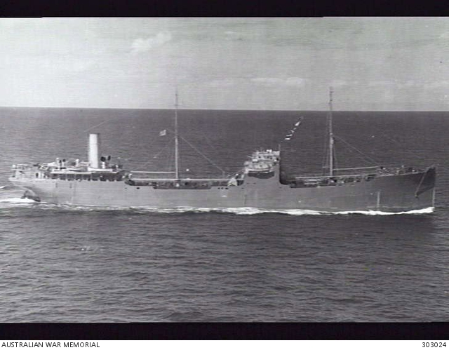 1941-10-04. AERIAL STARBOARD BROADSIDE VIEW OF THE BRITISH TANKER SS ...