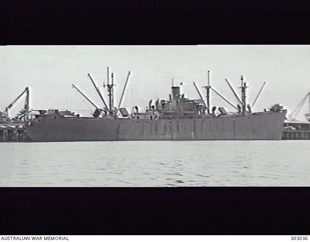 PORT SIDE VIEW OF THE AUSTRALIAN CARGO VESSEL SS BUNGAREE PRIOR TO HER ...