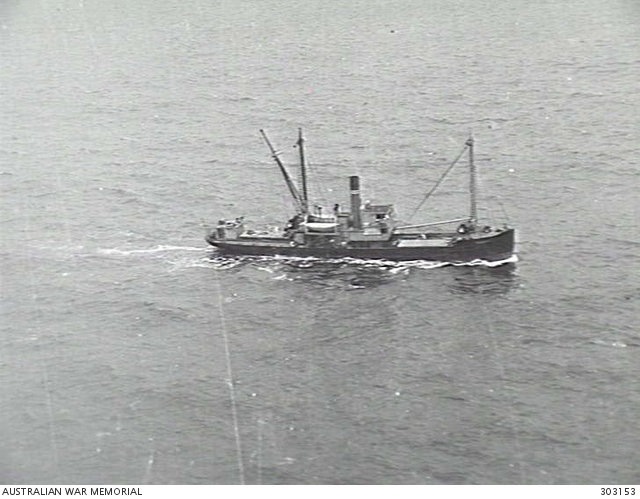 AERIAL STARBOARD SIDE VIEW OF THE AUSTRALIAN CARGO STEAMER COOMBAR ...