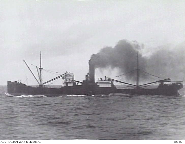 PORT SIDE VIEW OF THE AUSTRALIAN CARGO STEAMER CORIO. (NAVAL HISTORICAL ...