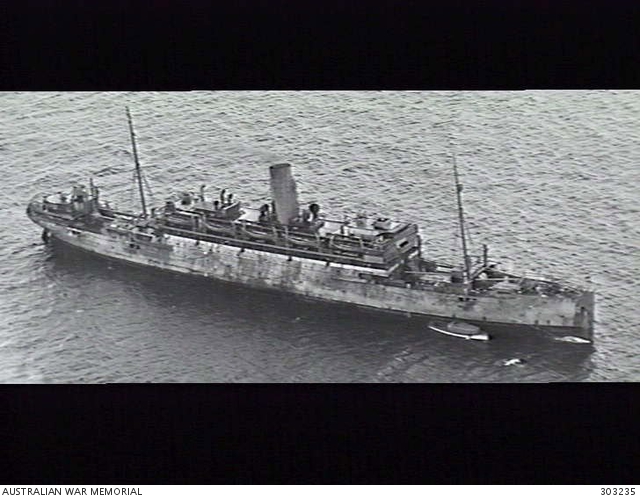AERIAL STARBOARD BOW VIEW OF THE BRITISH TRANSPORT EKMA WHICH ...