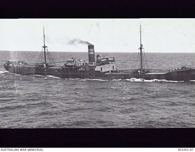 STARBOARD SIDE VIEW OF THE HEAVILY LADEN AUSTRALIAN CARGO VESSEL ...