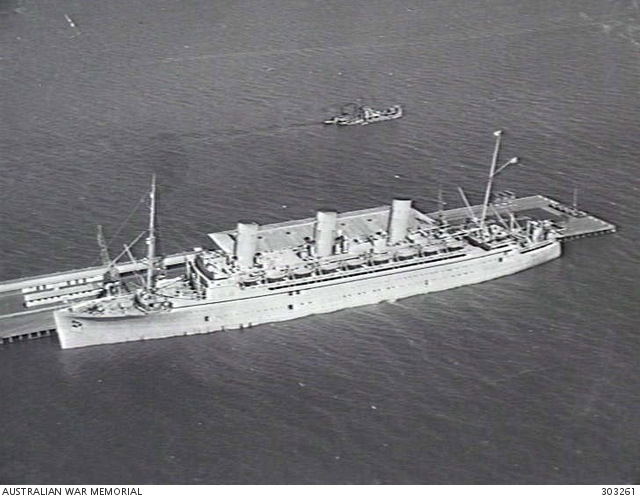 PORT MELBOURNE, VIC. c. 1940-01-11. AERIAL STARBOARD SIDE VIEW OF THE ...