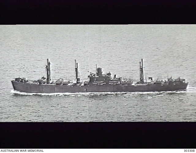 AERIAL PORT SIDE VIEW OF THE AMERICAN LIBERTY SHIP FREMONT OLDER. A 3 ...