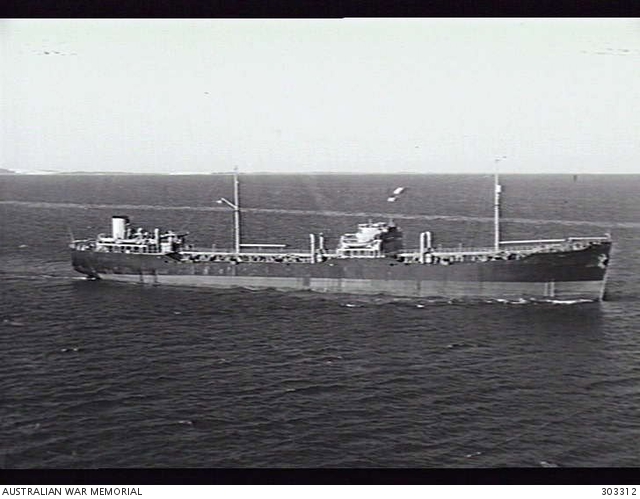 1941-07-23. AERIAL STARBOARD SIDE VIEW OF THE DUTCH MOTOR TANKER GADILA ...