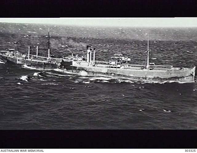 AERIAL STARBOARD SIDE VIEW OF THE GREEK CARGO STEAMER GEORGE M ...