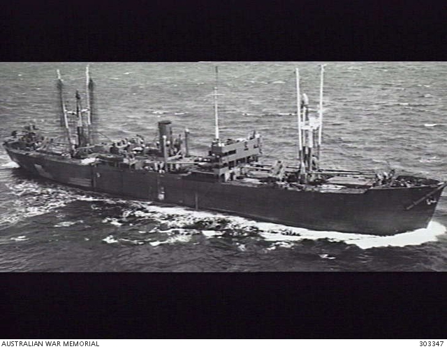 Aerial starboard side view of the British cargo steamer Green Gables ...