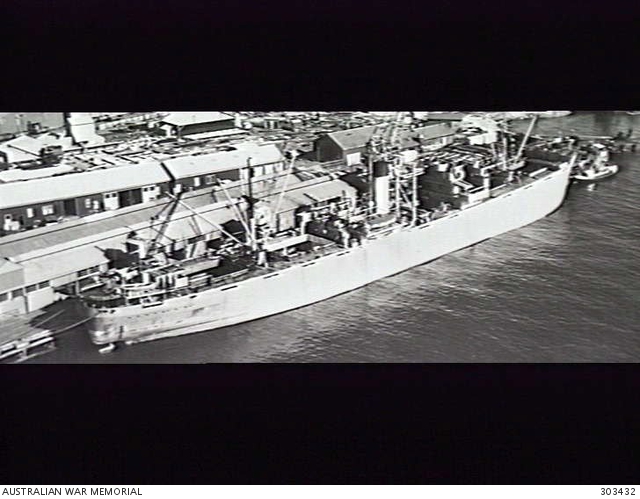 AERIAL STARBOARD QUARTER VIEW OF THE DUTCH CARGO MOTOR VESSEL ITTERSUM ...