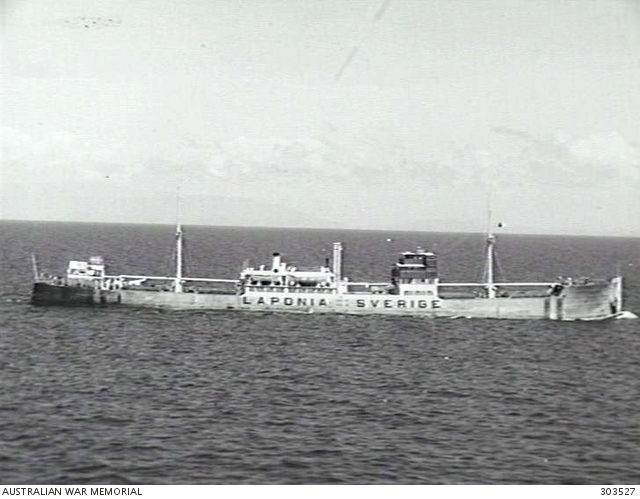 1941-09-20. STARBOARD SIDE VIEW OF THE SWEDISH CARGO VESSEL MV LAPONIA ...