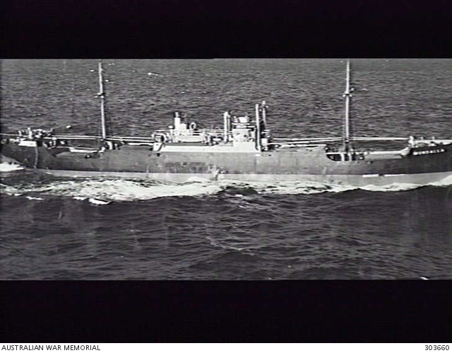 AERIAL STARBOARD SIDE VIEW OF THE AUSTRALIAN CARGO VESSEL MV MUNDALLA ...