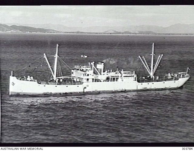 AERIAL PORT SIDE VIEW OF THE PANAMANIAN CARGO VESSEL MV PHILAE. NOTE ...