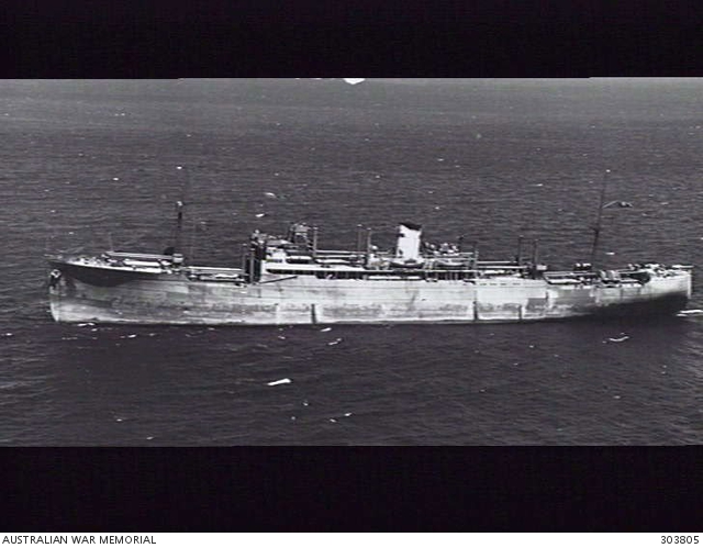 1943-01-01. AERIAL PORT SIDE VIEW OF THE BRITISH CARGO VESSEL PORT ...