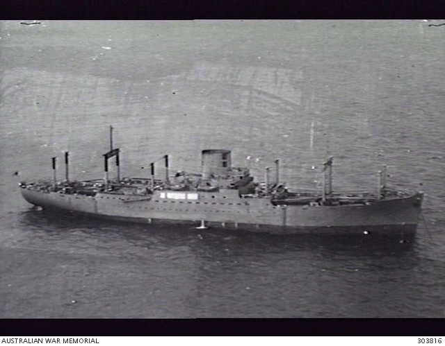 An aerial starboard view of the 10,500 ton American transport ship SS ...