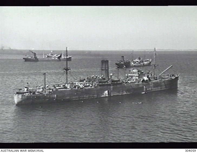 AERIAL STARBOARD QUARTER VIEW OF THE NEW ZEALAND CARGO VESSEL TONGARIRO ...
