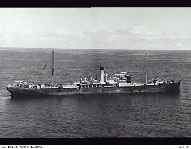 AERIAL STARBOARD SIDE VIEW OF THE ROYAL FLEET AUXILIARY WAR SIRDAR. A ...