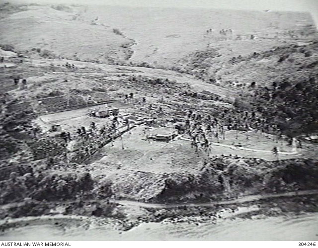 DARNLEY ISLAND, TORRES STRAIT. AERIAL VIEW OF THE MISSION STATION ...