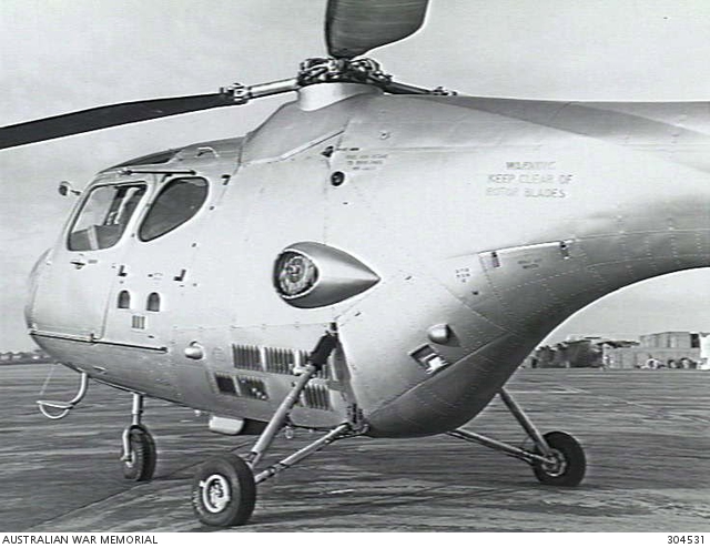 REAR VIEW OF THE FORWARD FUSELAGE OF A BRISTOL SYCAMORE HELICOPTER OF ...