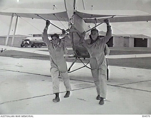 POINT COOK, VIC. TWO RAN TRAINEE PILOTS OF NO 1 BASIC FLYING TRAINING ...