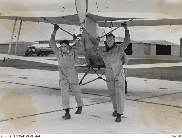 POINT COOK, VIC. TWO RAN TRAINEE PILOTS OF NO 1 BASIC FLYING TRAINING ...