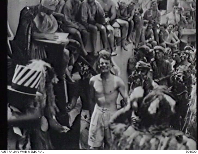 CROSSING THE LINE CEREMONY ON BOARD THE DESTROYER HMAS BATAAN. AN ...