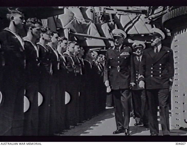 SYDNEY, NSW. 1943-10. THE GOVERNOR GENERAL, LORD GOWRIE, INSPECTING ...