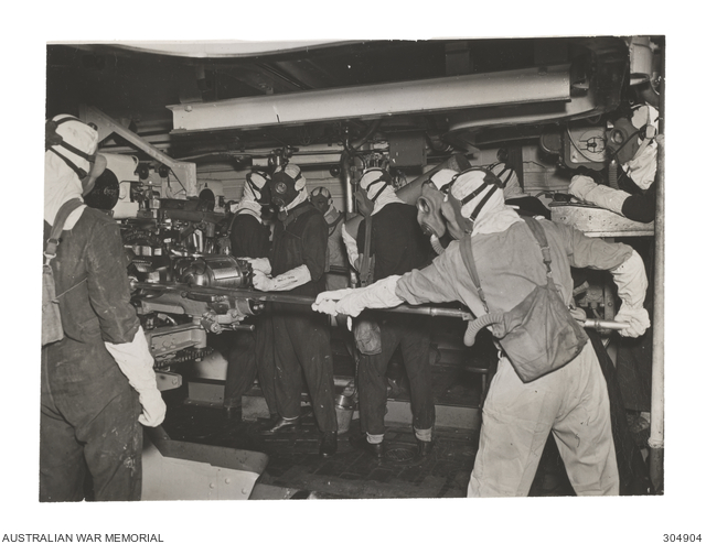 View of the interior of a 6-inch Mark XXIII triple gun turret. The ... View of the interior of a 6-inch Mark XXIII triple gun turret. The ...