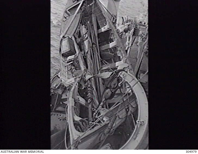 DARWIN, NT. C.1942-02. DAMAGE TO THE CORVETTE HMAS KATOOMBA CAUSED BY A ...