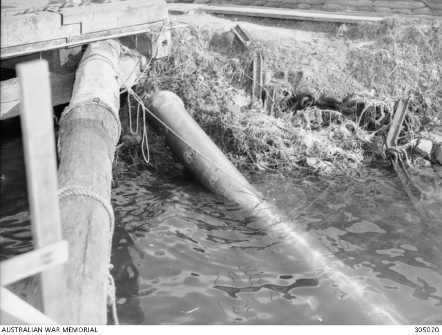 SYDNEY, NSW. 1942-06-10. THE SPENT 17.7 INCH TORPEDO, EITHER TYPE 96 OR ...
