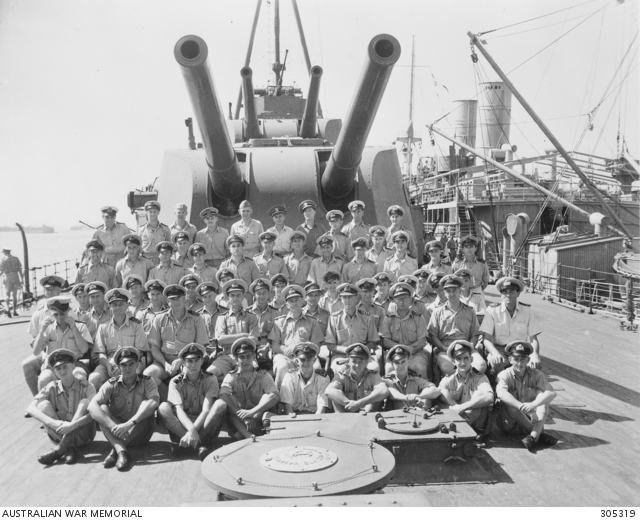 GROUP PORTRAIT OF THE OFFICERS OF THE CRUISER HMAS SHROPSHIRE ON THE ...